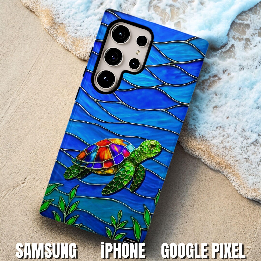 Sea Turtle Stained Glass Phone Case: Vibrant Ocean Cover, Iphone ...