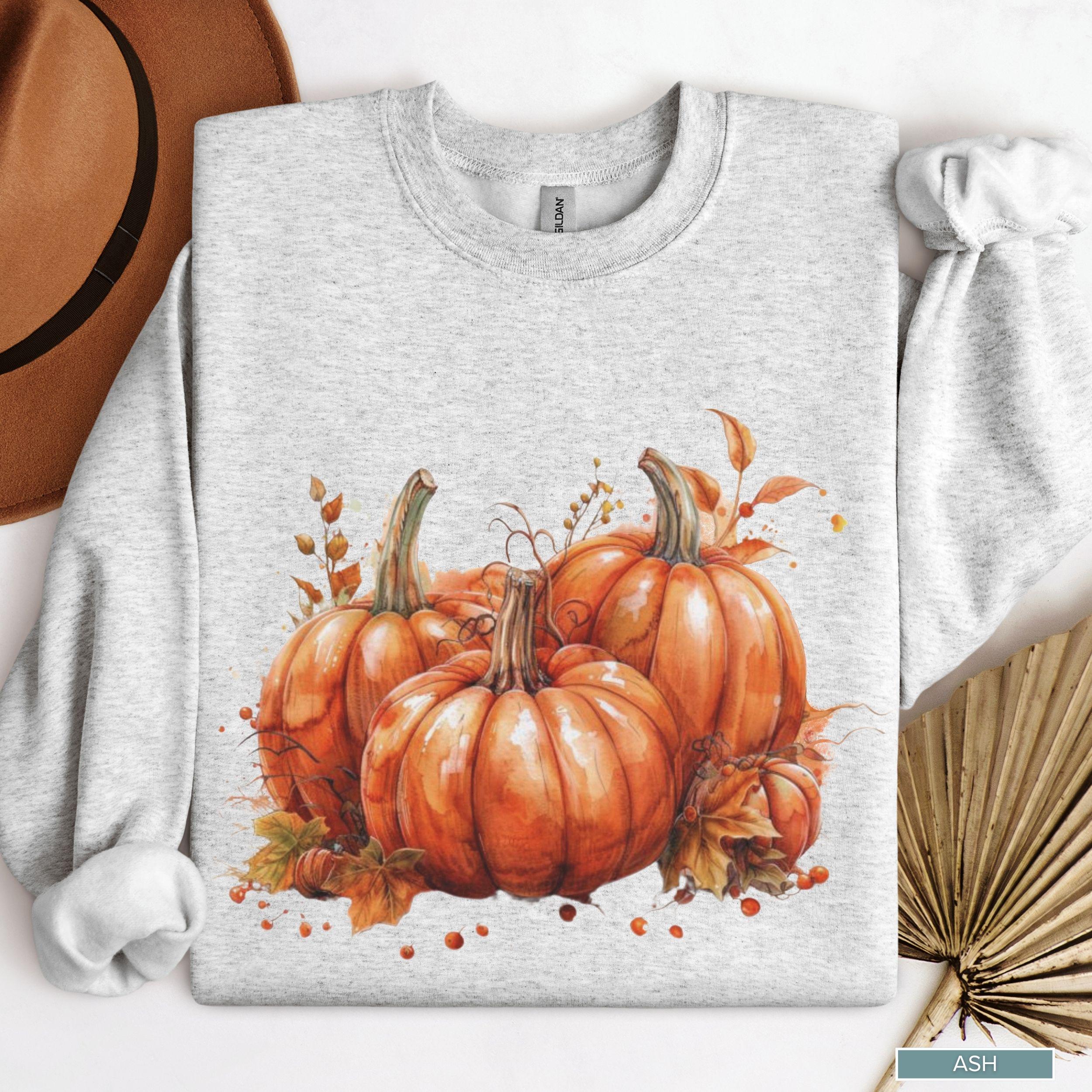 Watercolor Pumpkins Fall Sweatshirt: Cozy Autumn Vibes - Etsy
