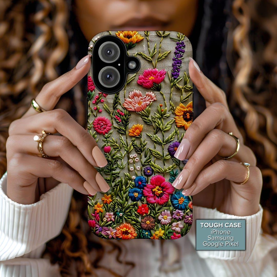 Cottagecore Floral Phone Case: Faux Embroidery Garden Design, Iphone ...