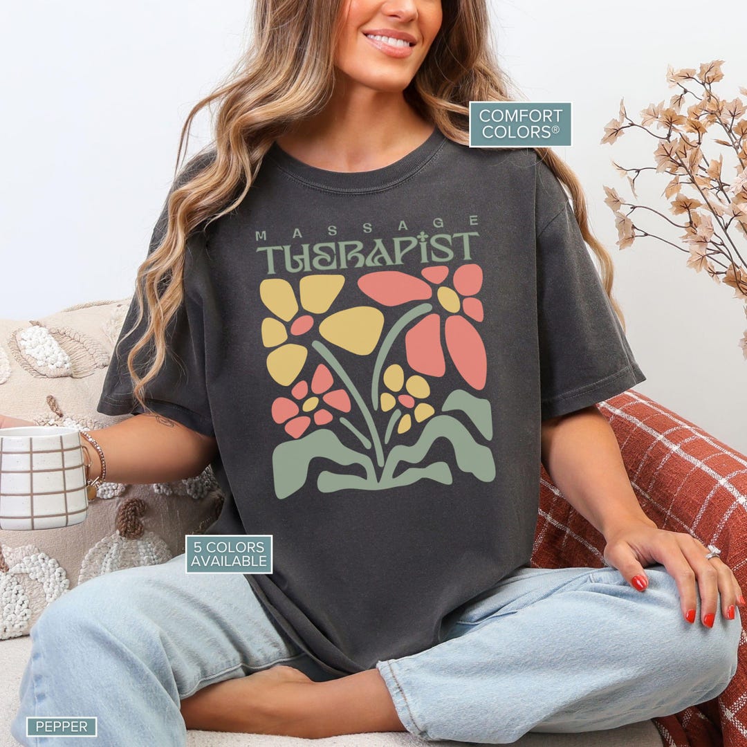 Massage Therapist Comfort Colors T-shirt: Abstract Floral Design - Etsy