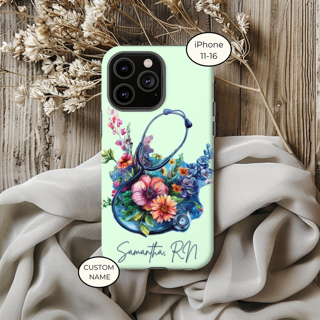 Personalized Nurse Floral Stethoscope iPhone Tough Case Gift Custom ...
