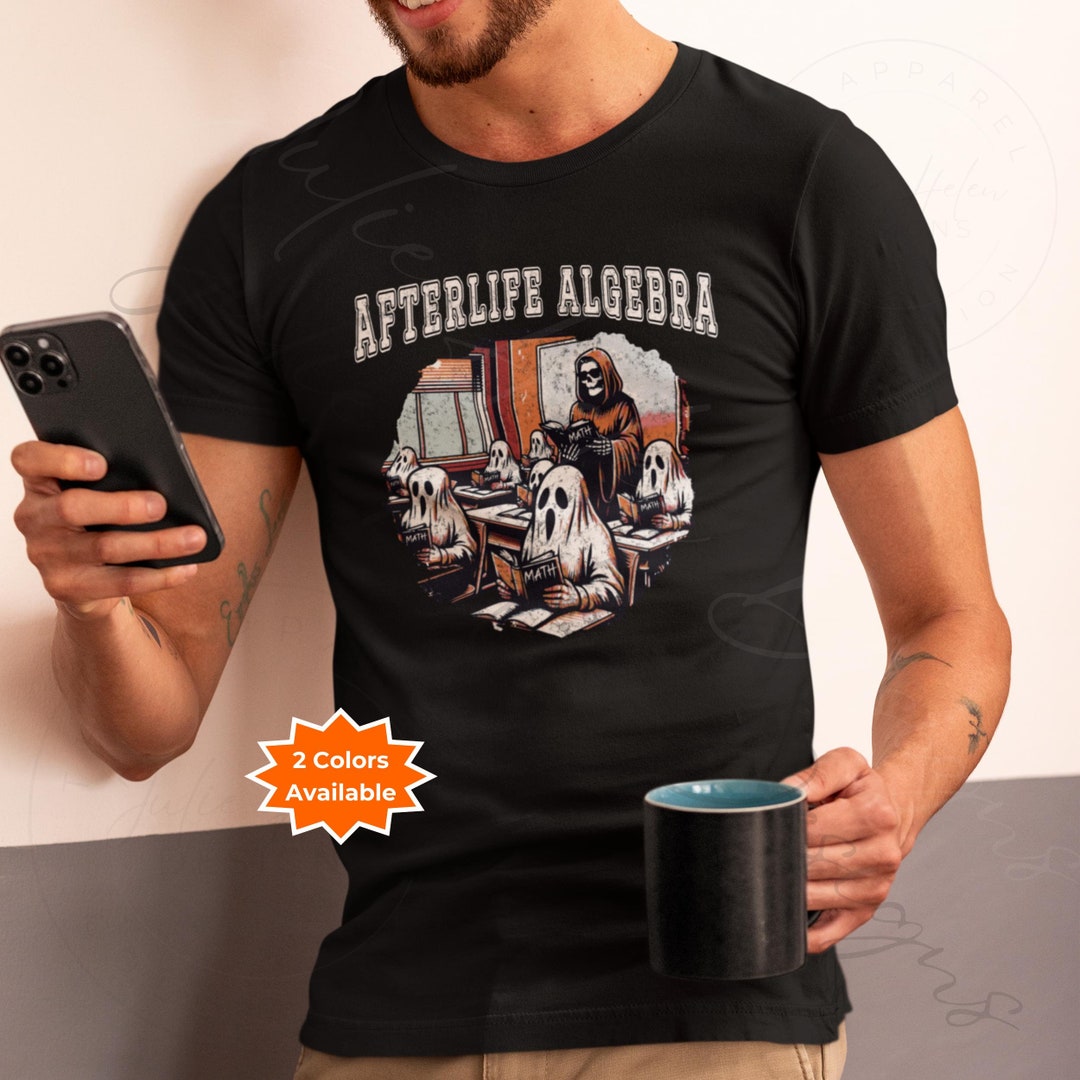 Math Teachers Halloween Shirt, Skeleton Ghost Grim Reaper Math Lessons ...