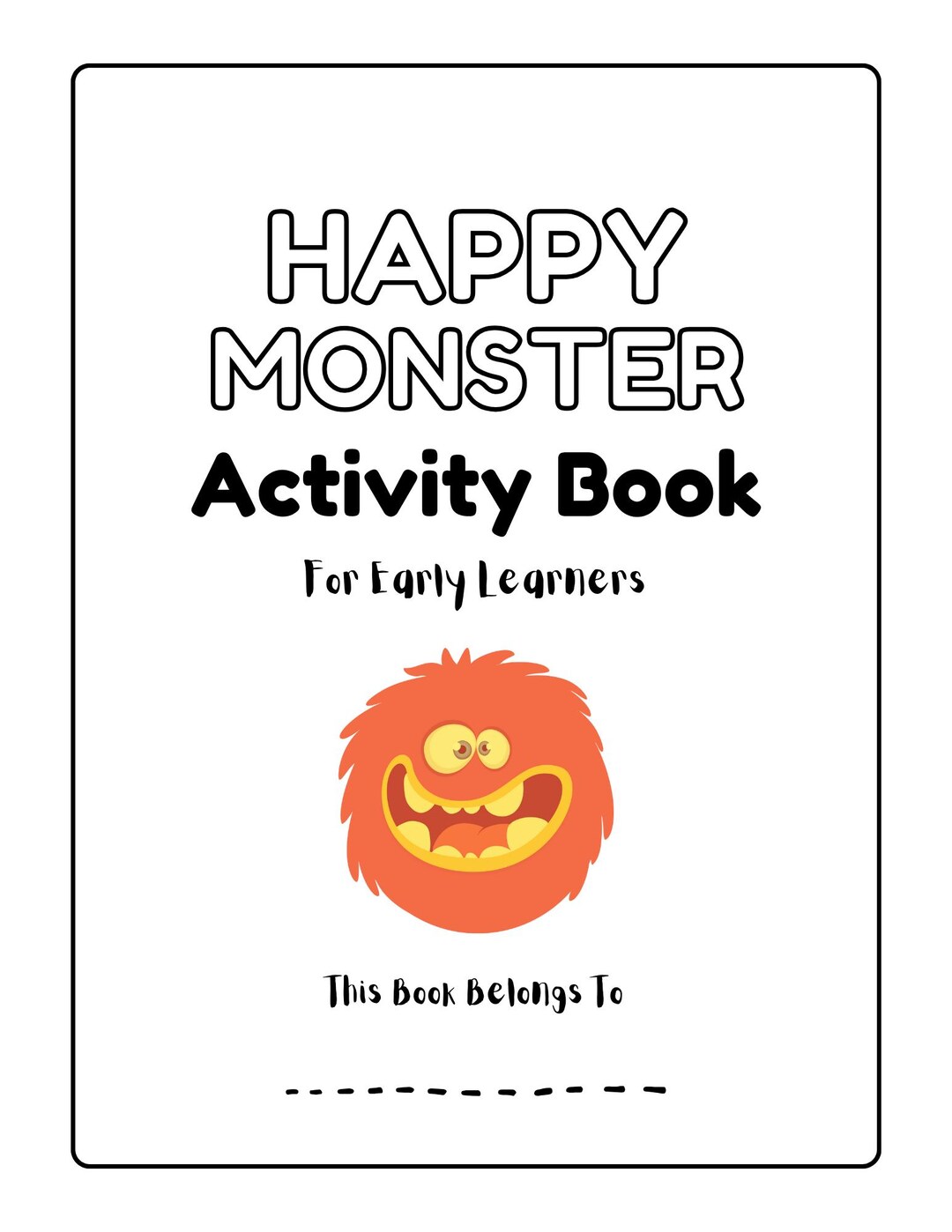 Happy Monster Activity Book 100 Pages of Fun for Kids - Etsy