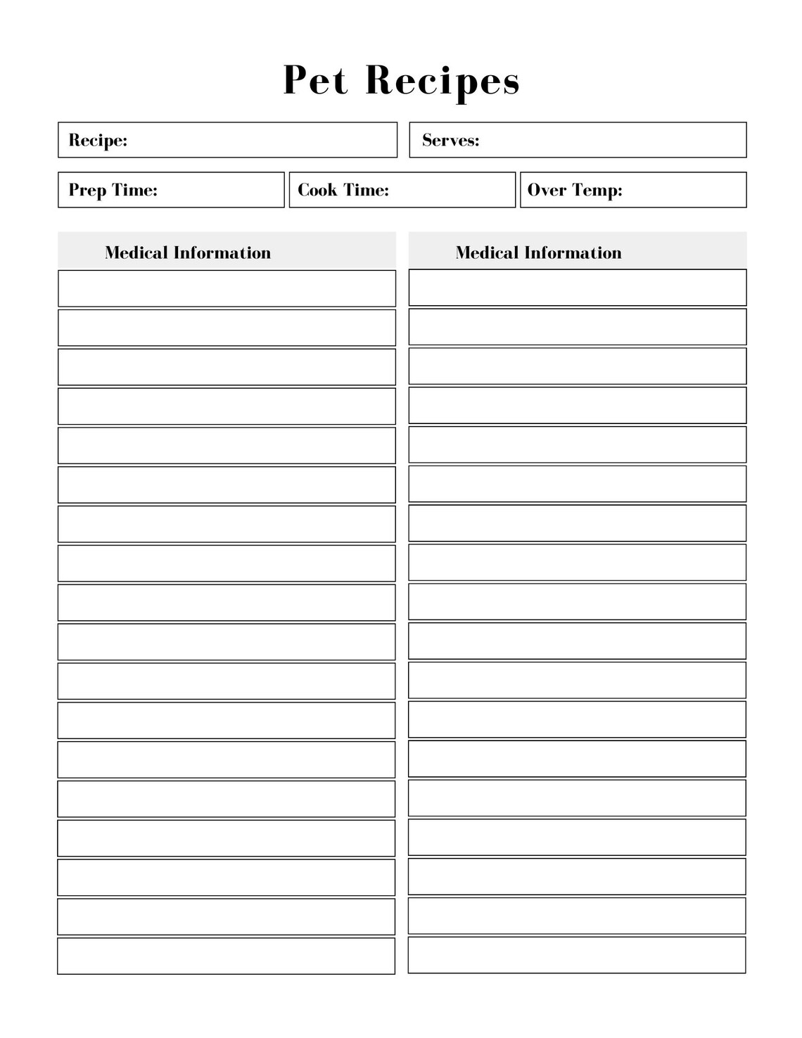 Pet Care Planner Printable: Health & Wellness Organizer (PDF) - Etsy