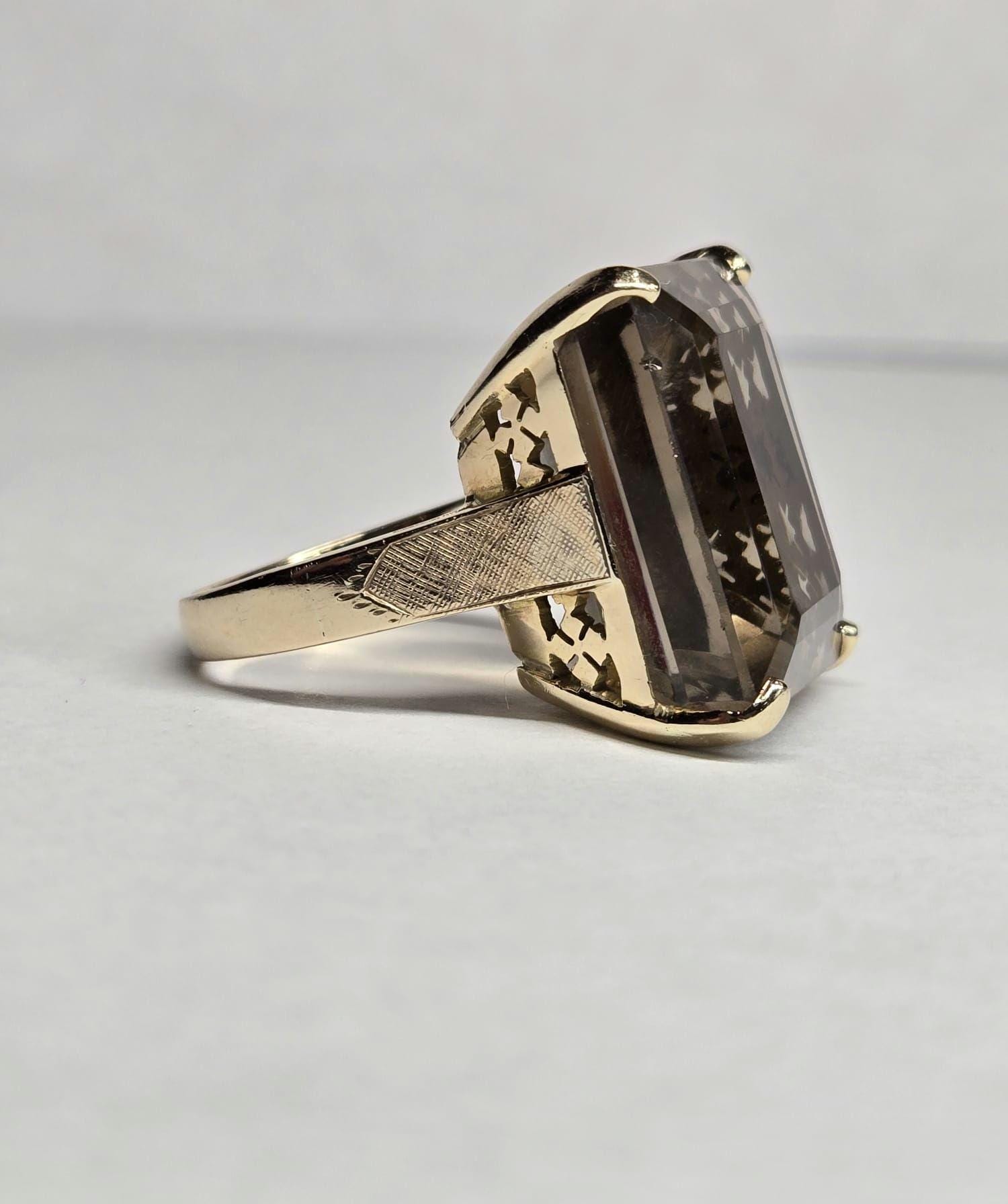 Vintage 1980s 14k Gold Smoky Topaz Cocktail Ring - Etsy