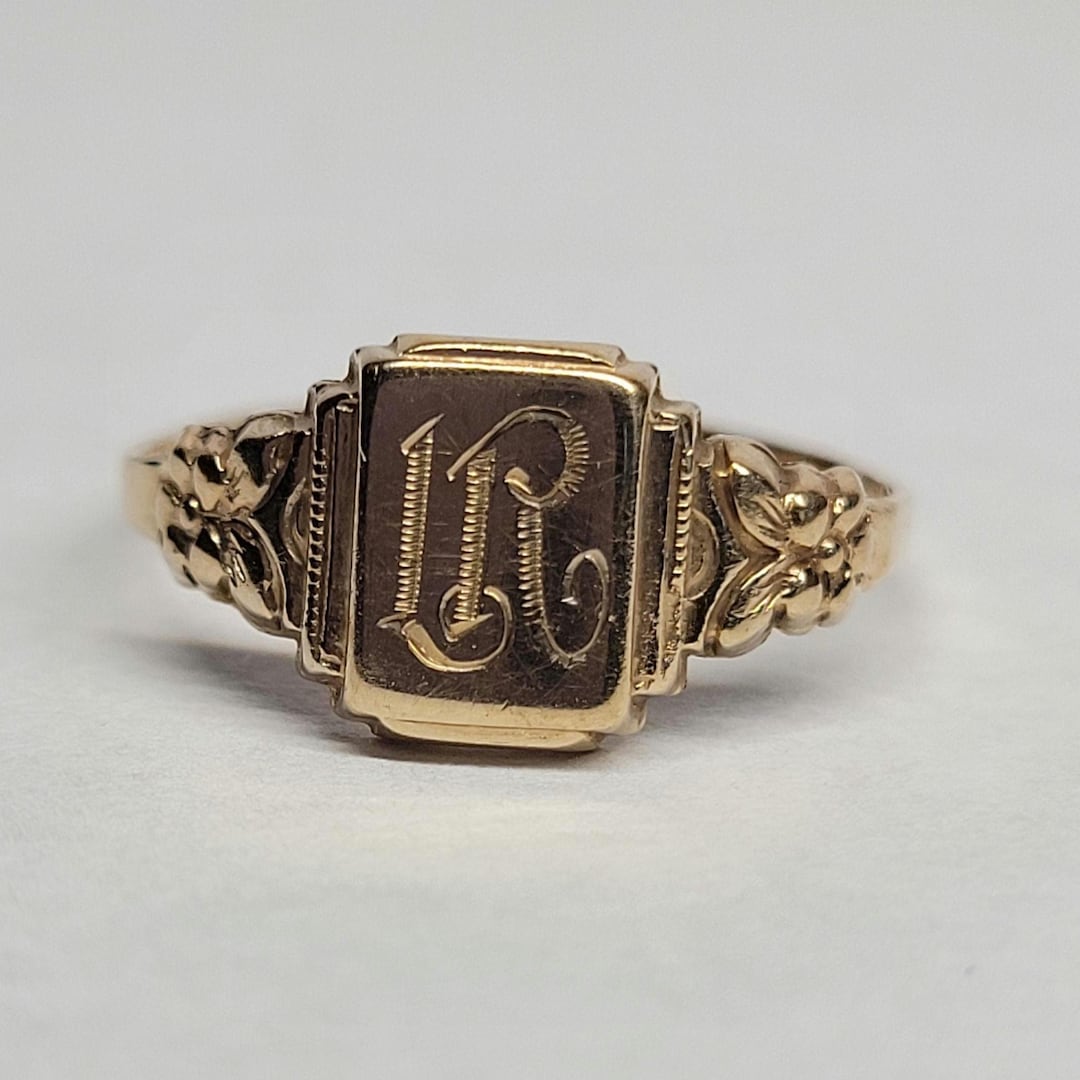 Vintage 10K Gold Monogram Ring LR - Etsy