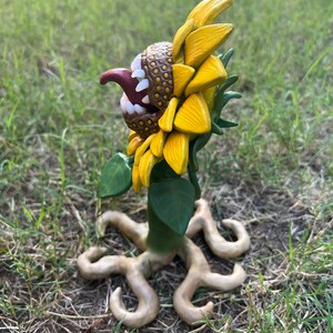 Handmade Clay Sunflower Sculpture, Monster Plant Figurine, Unique ...