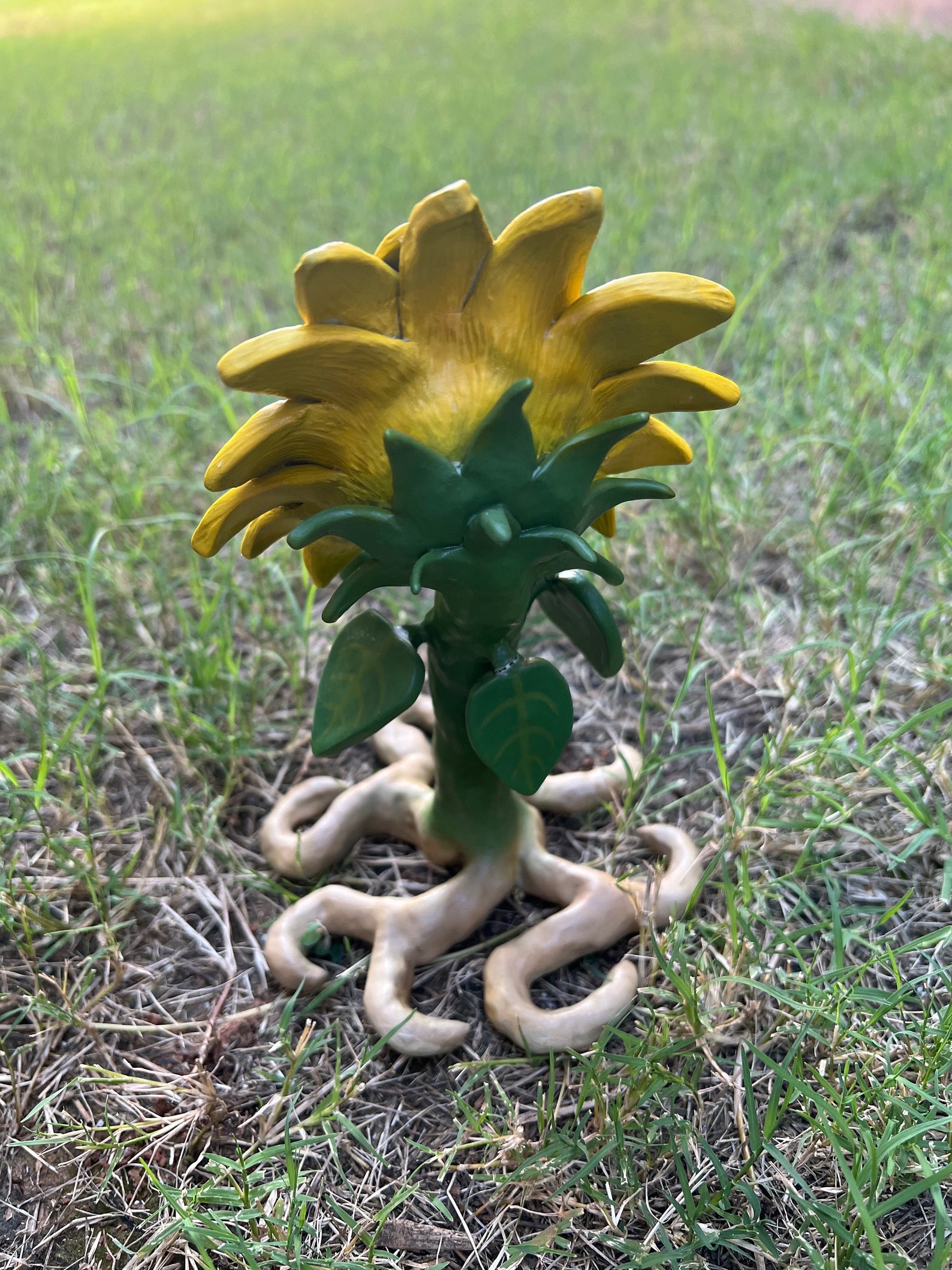 Handmade Clay Sunflower Sculpture, Monster Plant Figurine, Unique ...