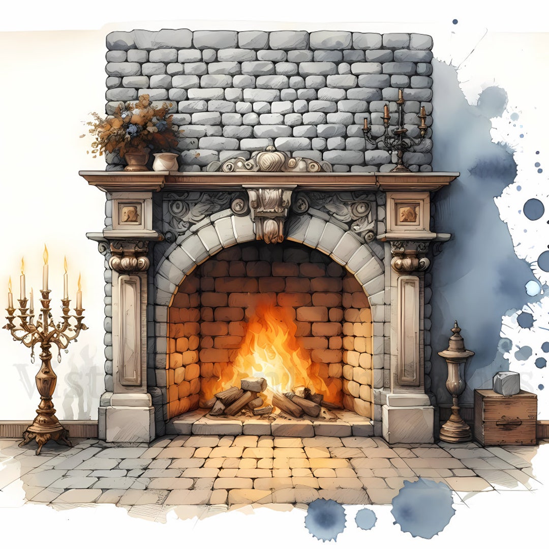 10 Fireplace Clip Art Images- High Quality Jpgs-png - Digital Download ...
