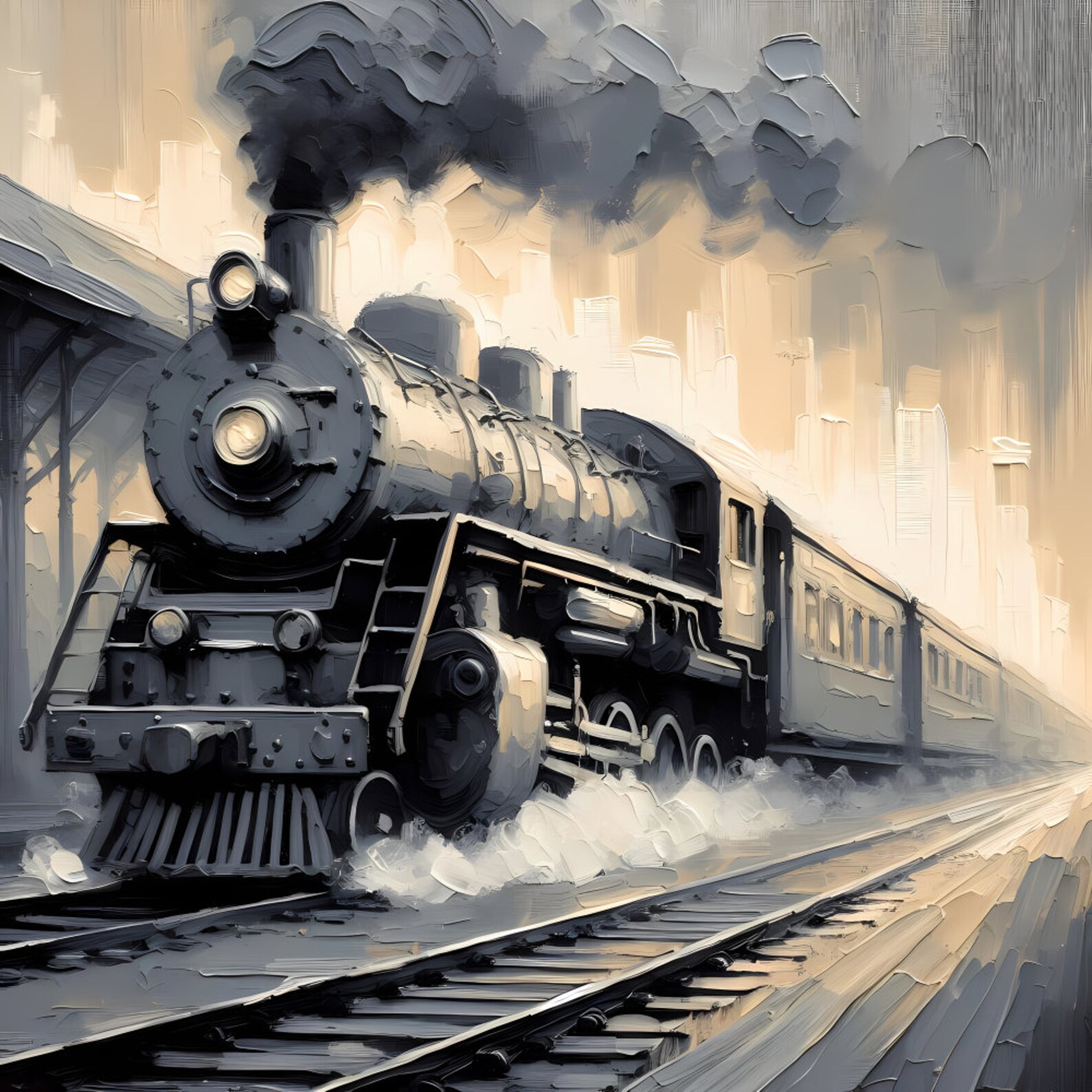 10 Old Steam Train Paintings- High Quality Jpgs - Train Digital ...