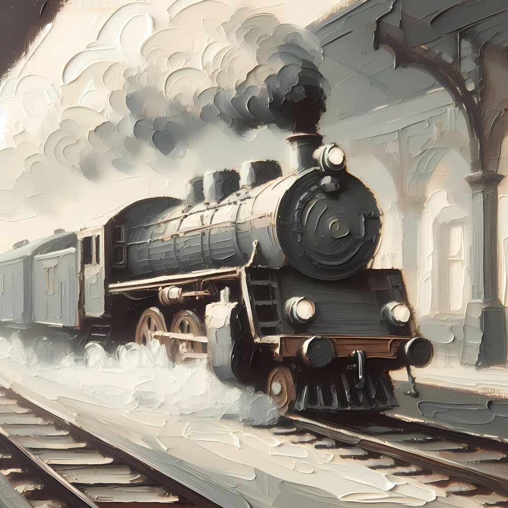 10 Old Steam Train Paintings- High Quality Jpgs - Train Digital ...