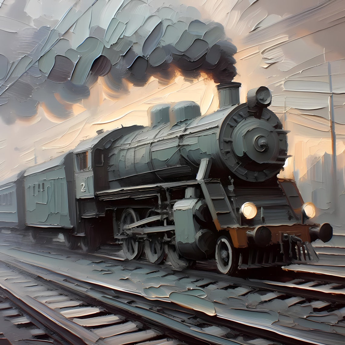 10 Old Steam Train Paintings High Quality Jpgs Train Digital Download ...