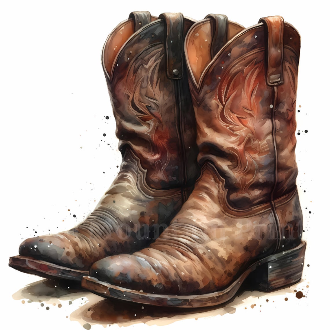 10 Cowboy Boots Clip Art Images- High Quality Jpgs - Cowboy Digital ...