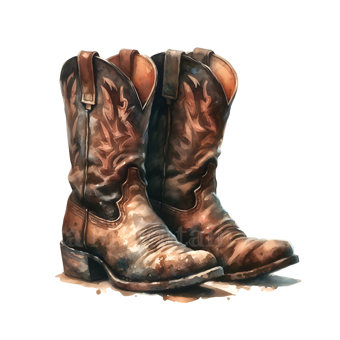 10 Cowboy Boots Clip Art Images- High Quality Jpgs - Cowboy Digital ...