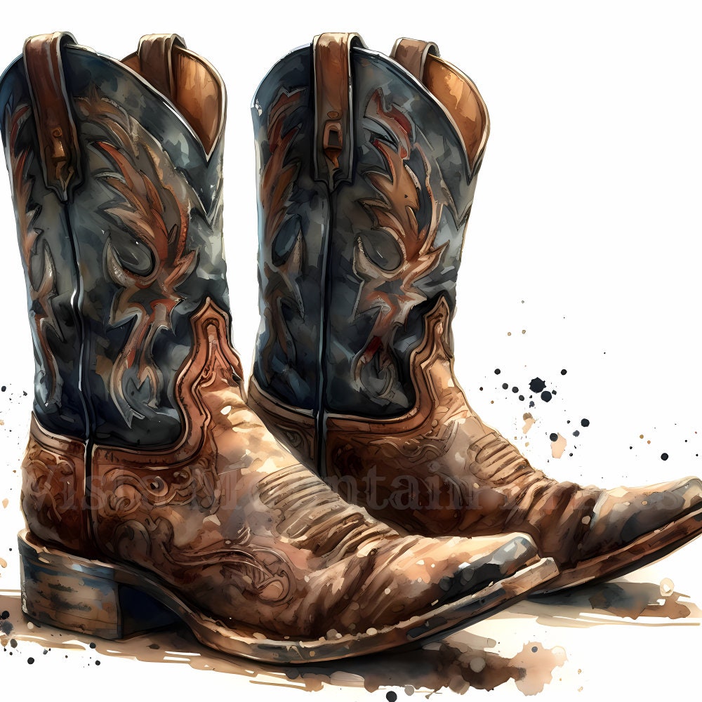 10 Cowboy Boots Clip Art Images- High Quality Jpgs - Cowboy Digital ...
