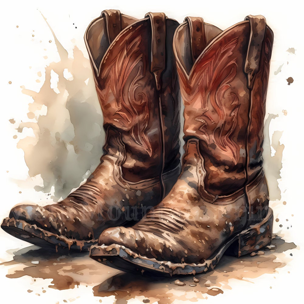 10 Cowboy Boots Clip Art Images- High Quality Jpgs - Cowboy Digital ...
