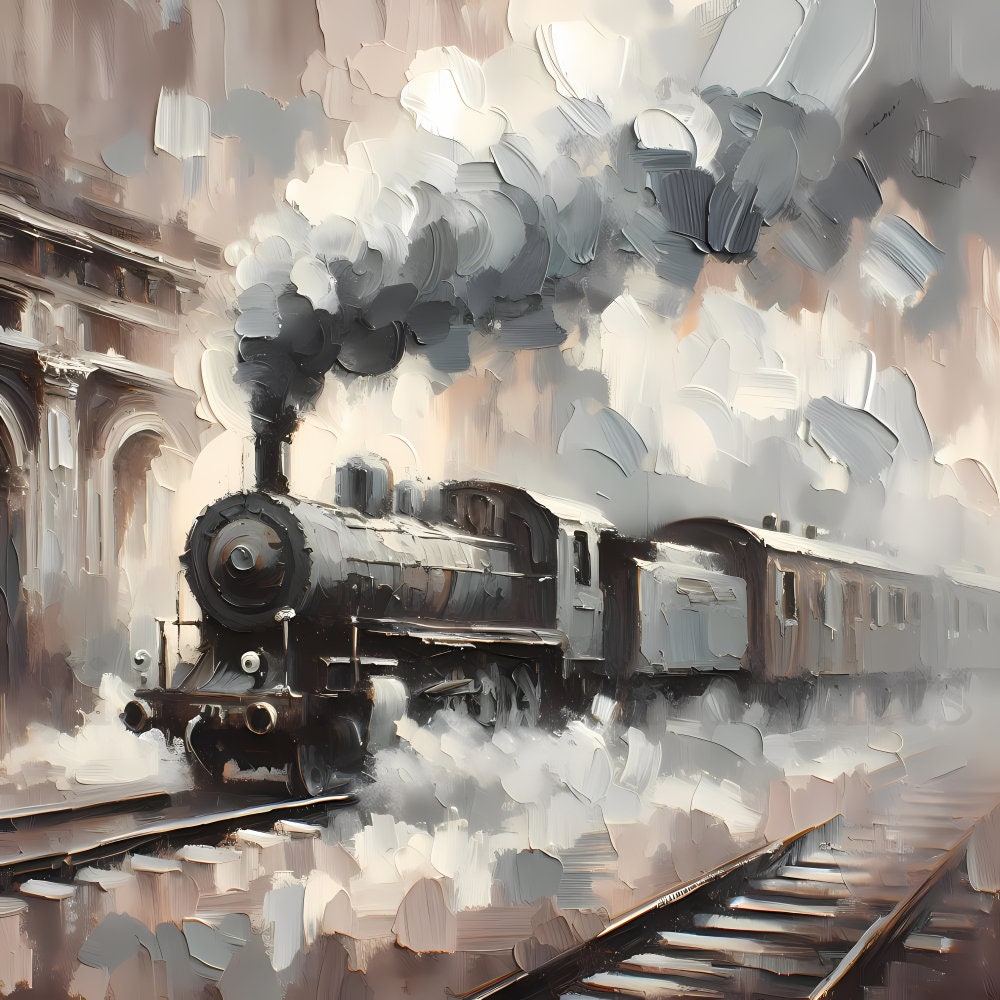 10 Old Steam Train Paintings High Quality Jpgs Train Digital Download ...