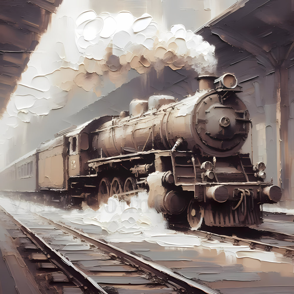 10 Old Steam Train Paintings- High Quality Jpgs - Train Digital ...