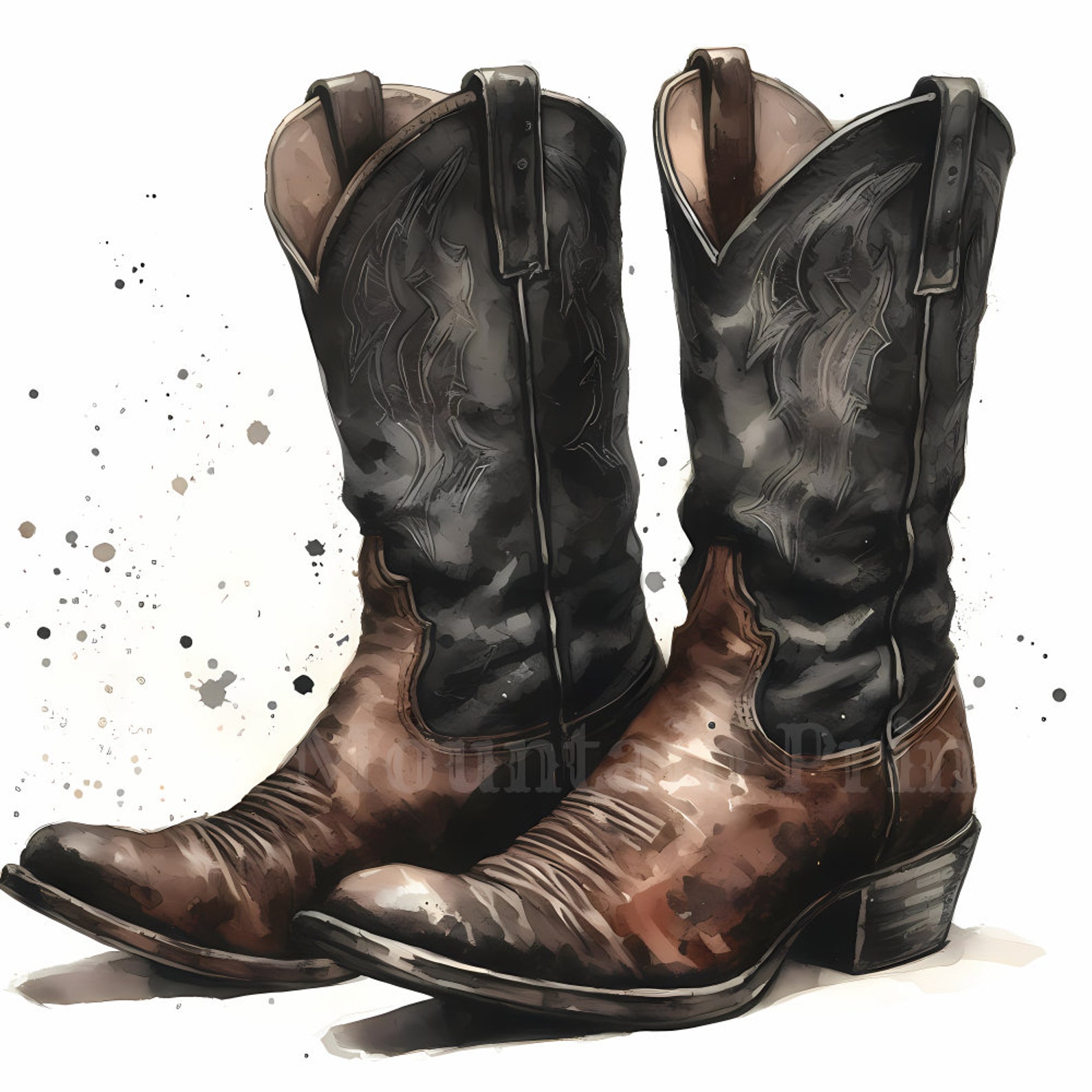 10 Cowboy Boots Clip Art Images- High Quality Jpgs - Cowboy Digital ...