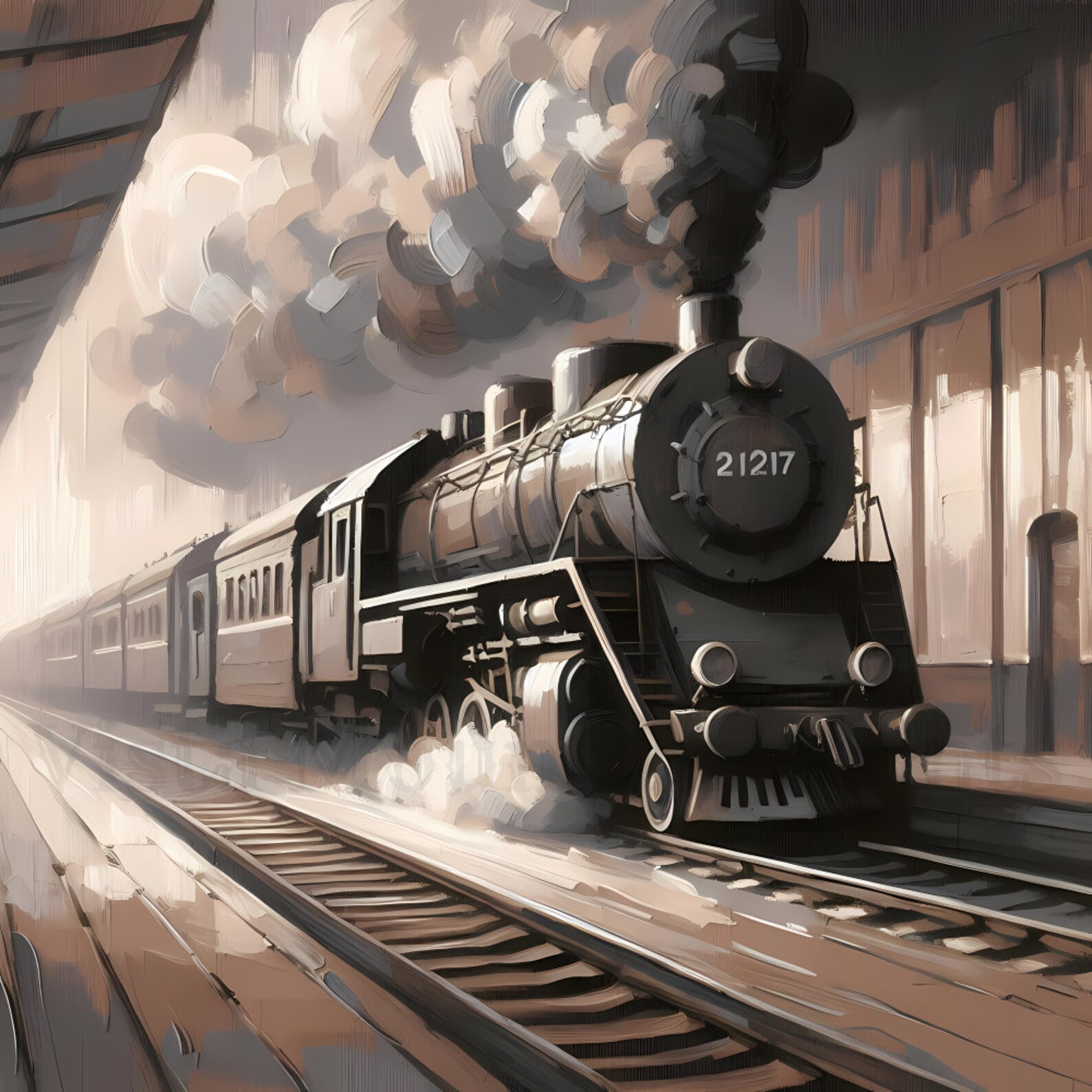 10 Old Steam Train Paintings- High Quality Jpgs - Train Digital ...