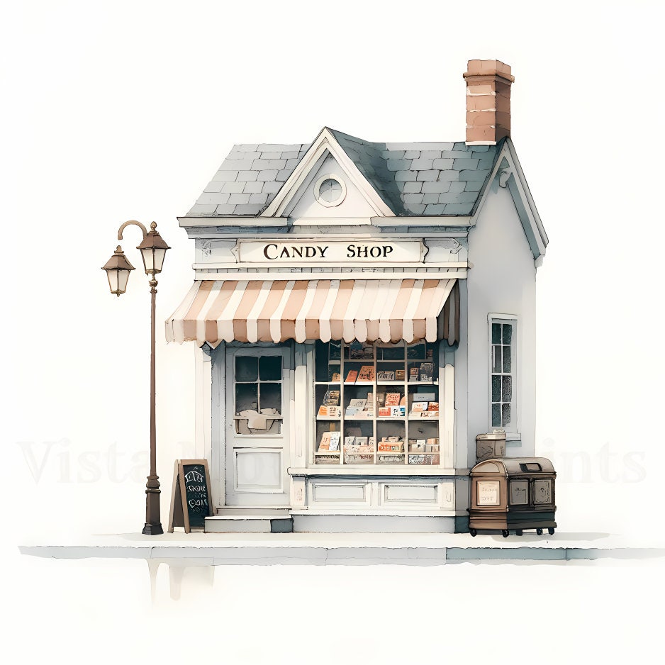 10 Old Fashioned Candy Shop Clip Art Images- Jpgs - Watercolor Candy ...