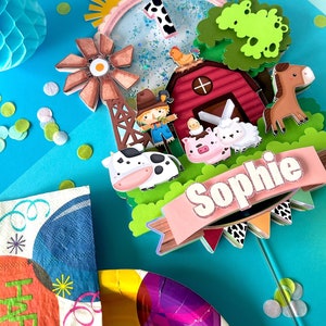 Personalized Farm Animal Cake Topper Farm Birthday Party Decor Farm ...