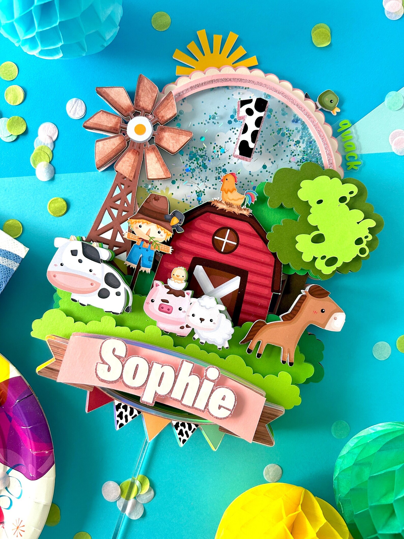 Personalized Farm Animal Cake Topper Farm Birthday Party Decor Farm ...