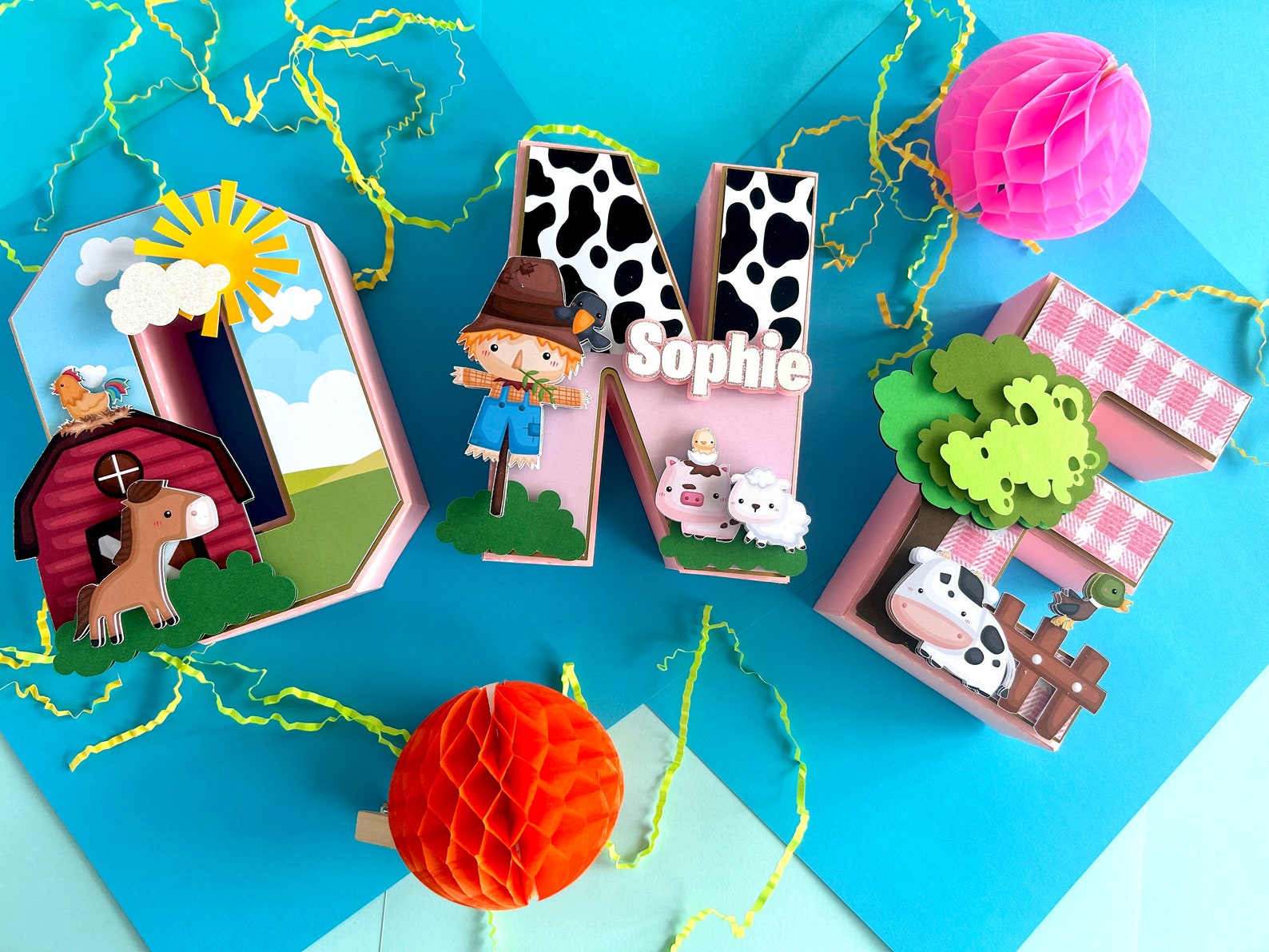 Farm Animal Theme 3D Letter Farm Birthday Party Decor Farmyard Party ...