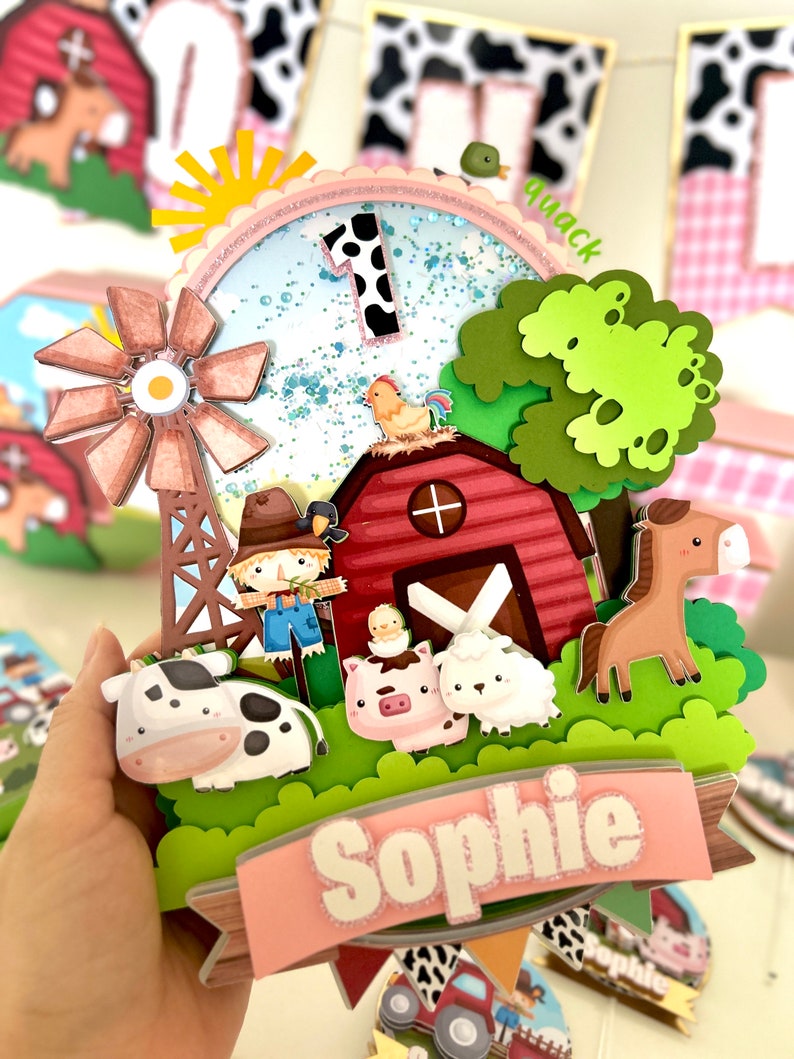 Personalized Farm Animal Cake Topper Farm Birthday Party Decor Farm ...