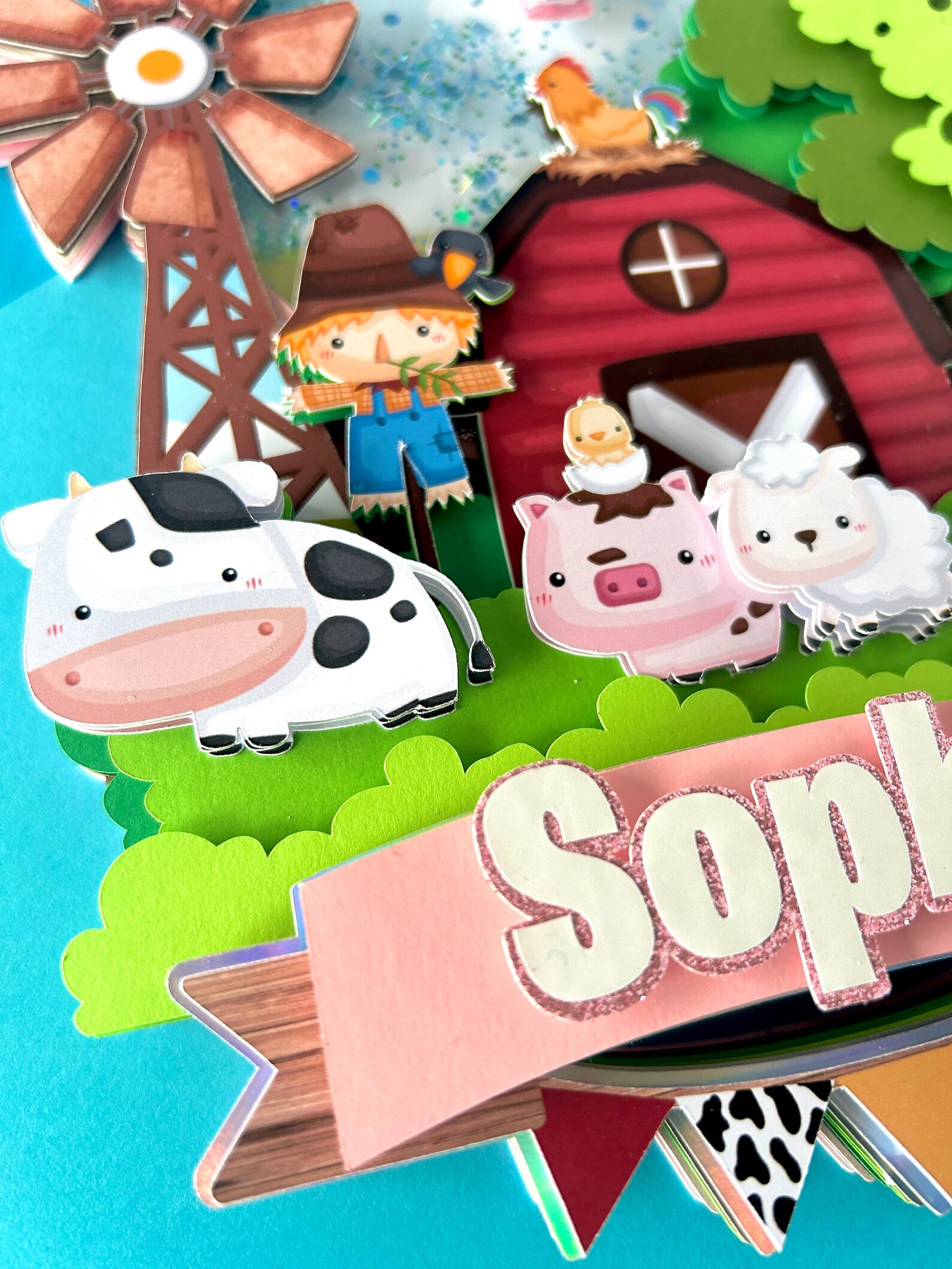 Personalized Farm Animal Cake Topper Farm Birthday Party Decor Farm ...