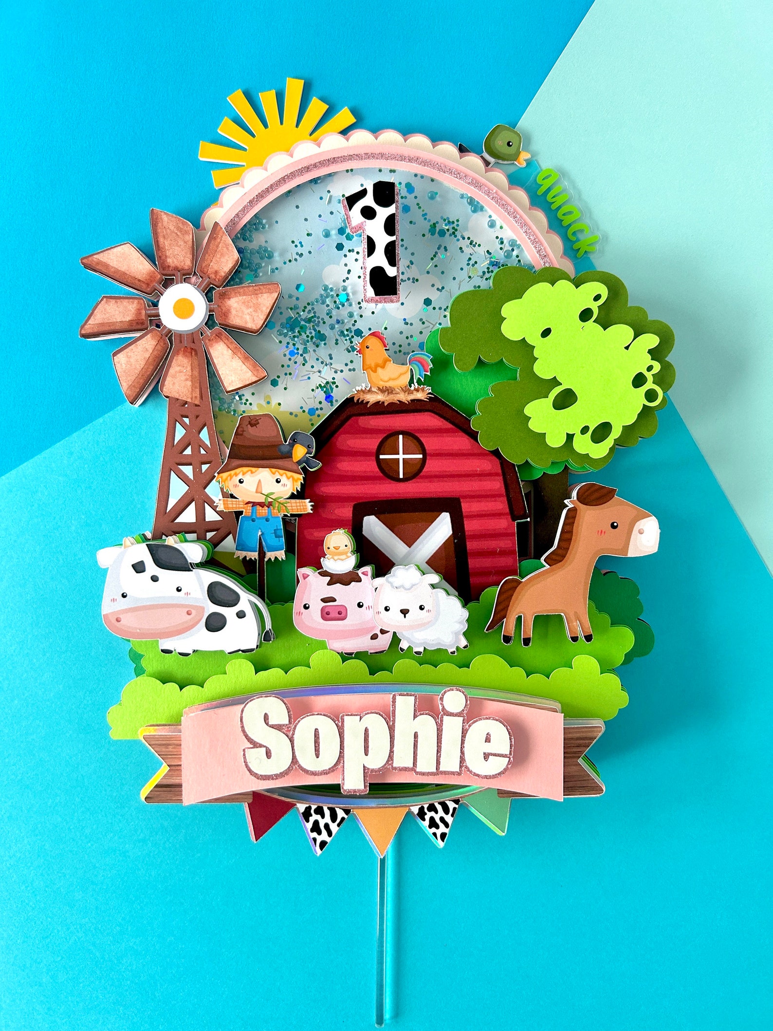 Personalized Farm Animal Cake Topper Farm Birthday Party Decor Farm ...
