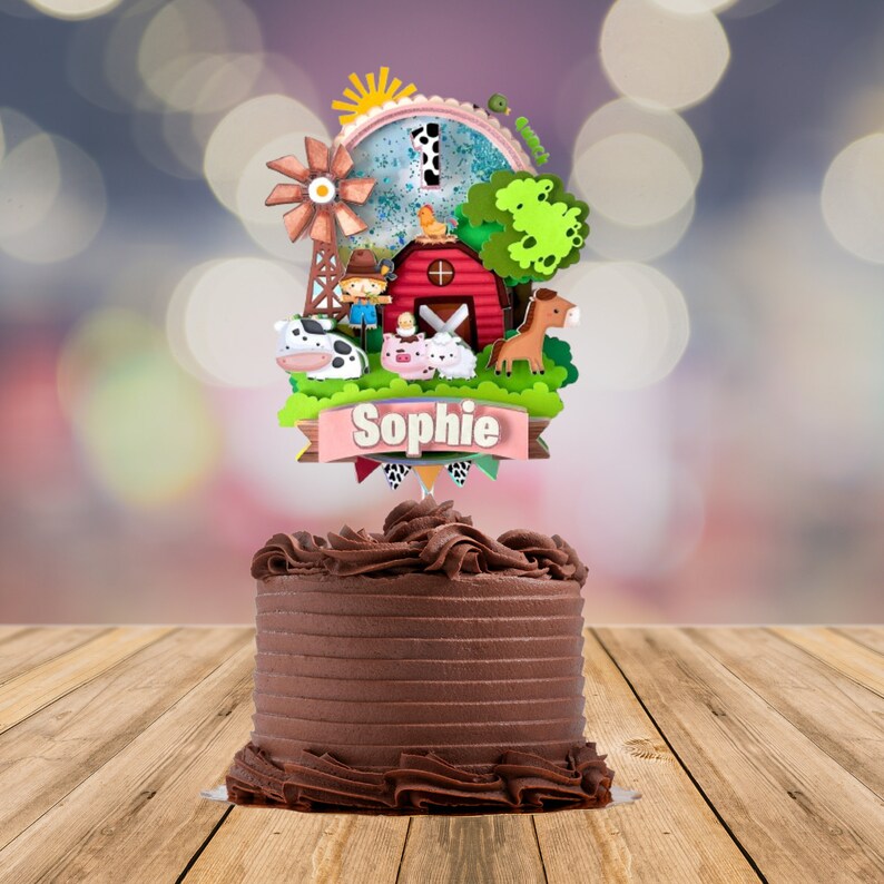 Personalized Farm Animal Cake Topper Farm Birthday Party Decor Farm ...