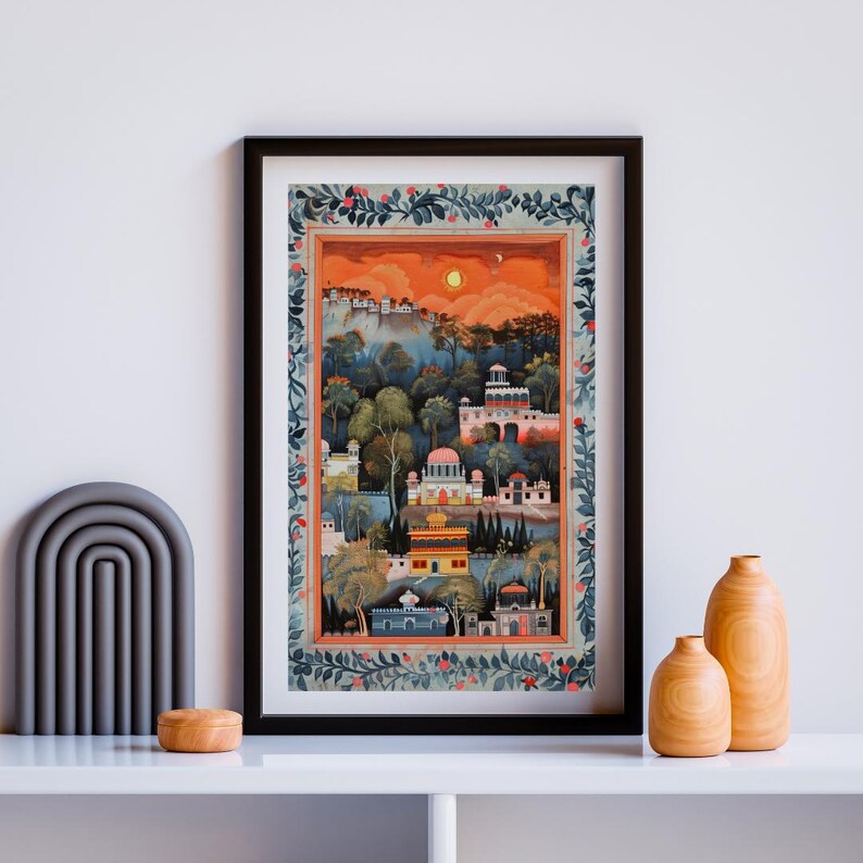 Deccan Dusk Art Print - South Asian Landscape Poster - Serene Sunset ...