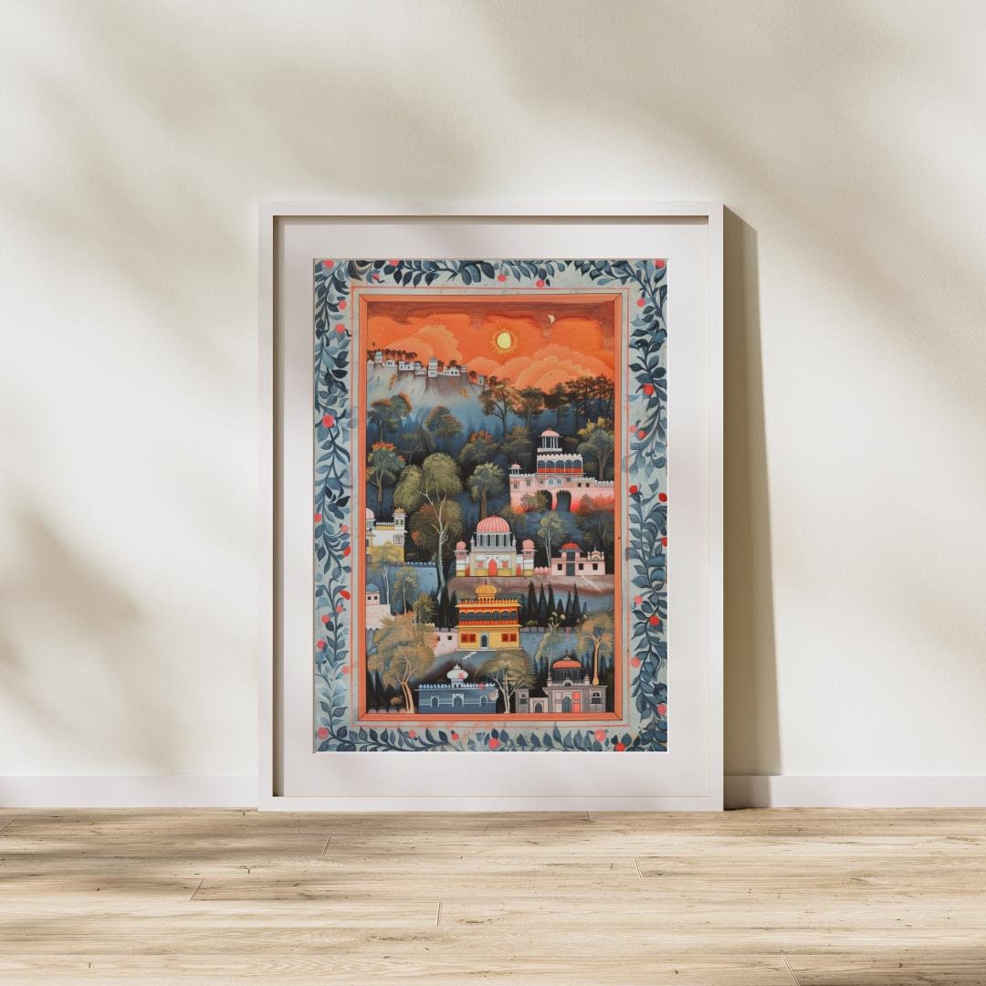 Ambar Ki Shaam Twilight Indian Miniature Art Traditional Landscape ...
