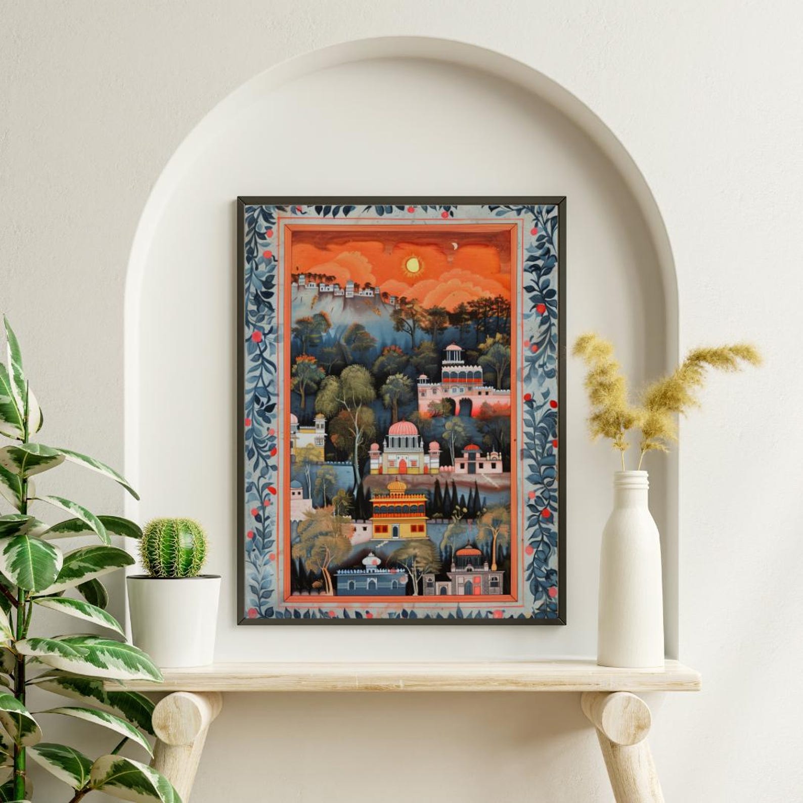 Ambar Ki Shaam Twilight Indian Miniature Art Traditional Landscape ...