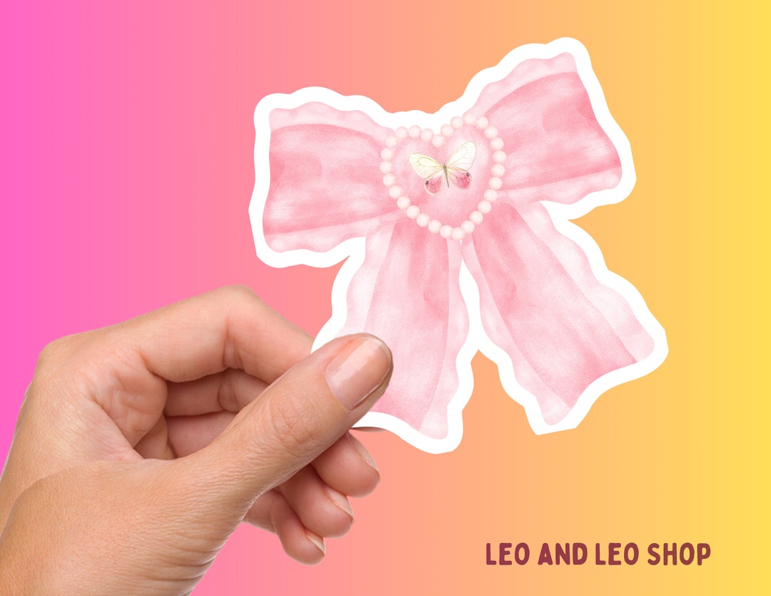 Pink Bow Vinyl Sticker: Cute Bow Decal, Journal Sticker, Laptop Sticker ...