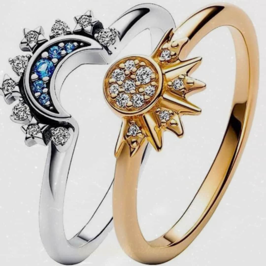 Celestial Pandora Sun & Moon Ring Set. S925 Sterling Silver Celestial ...
