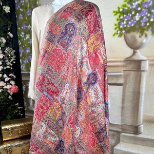 Tree of Life Pure Kashmiri Kani Silk Luxury Jamawar Shawl With Golden Zari Weaving Bridal ...