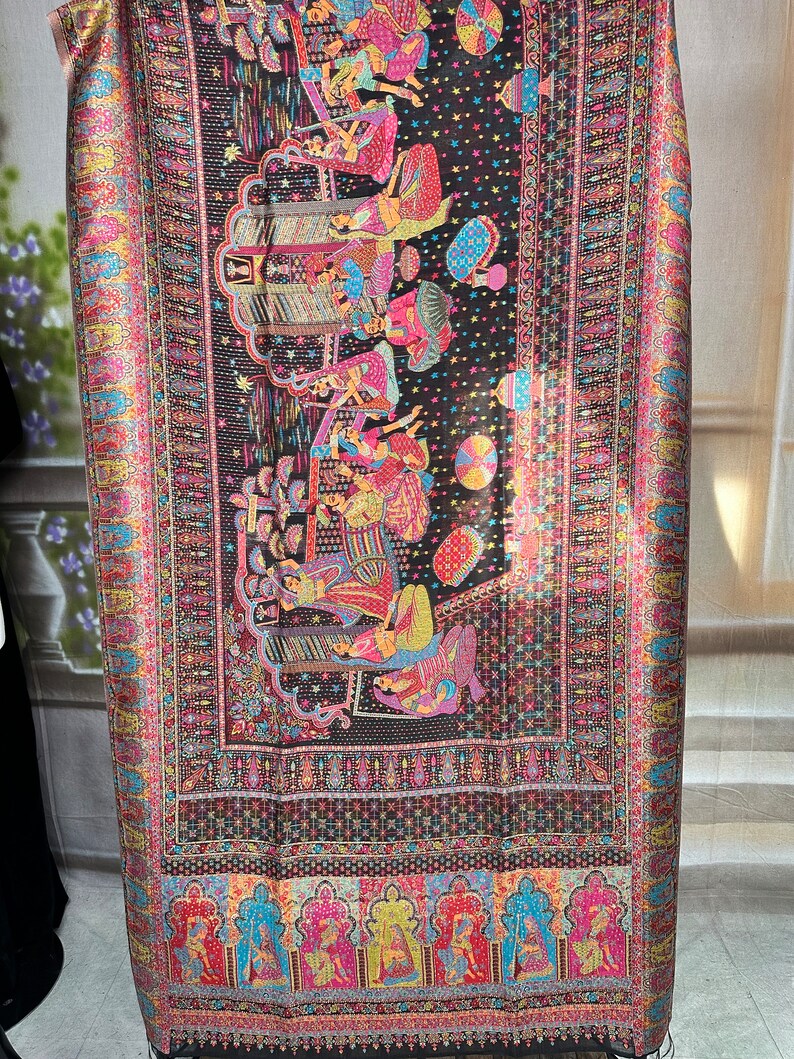 Pure Kashmiri Kani Silk Luxury Jamawar Shawl With Golden Zari Weaving ...