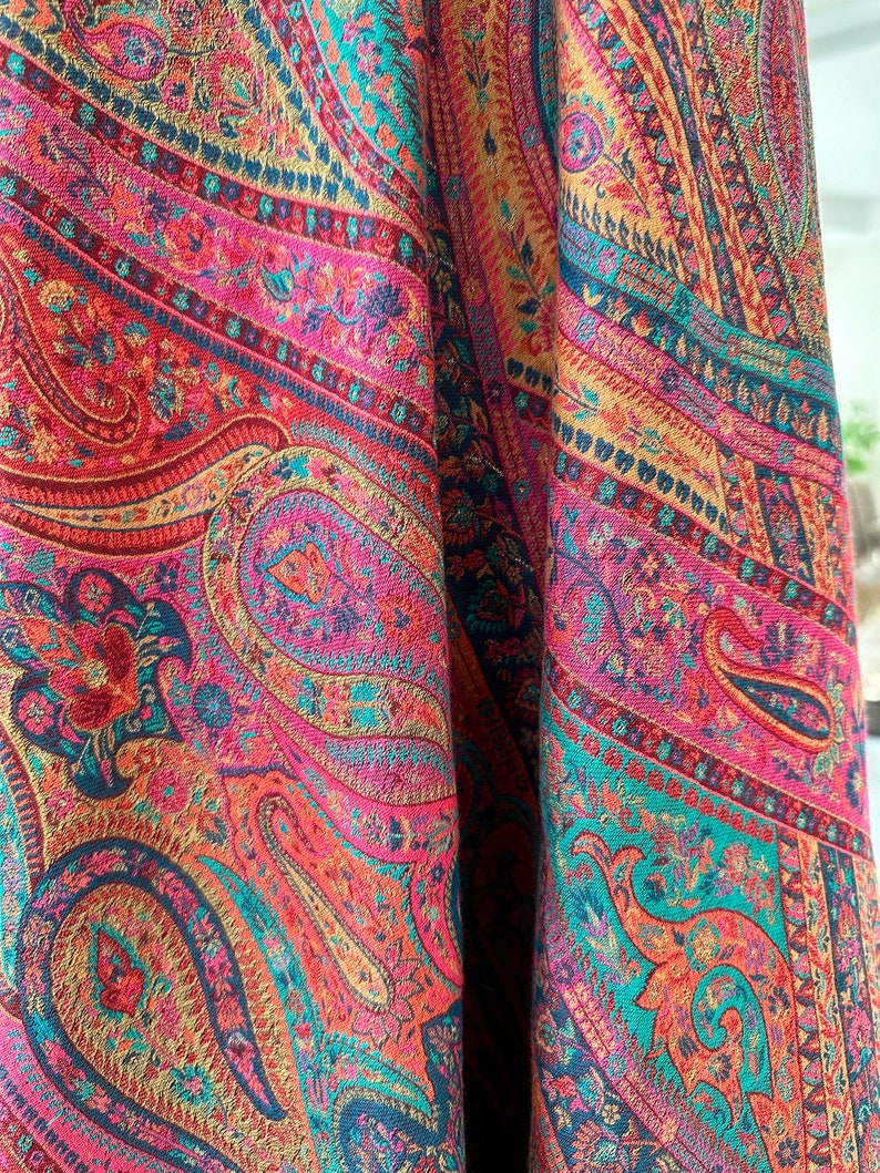 Kashmir Pashmina Kani Shawl: Woven Zari Stole, Shahjahan Design - Etsy
