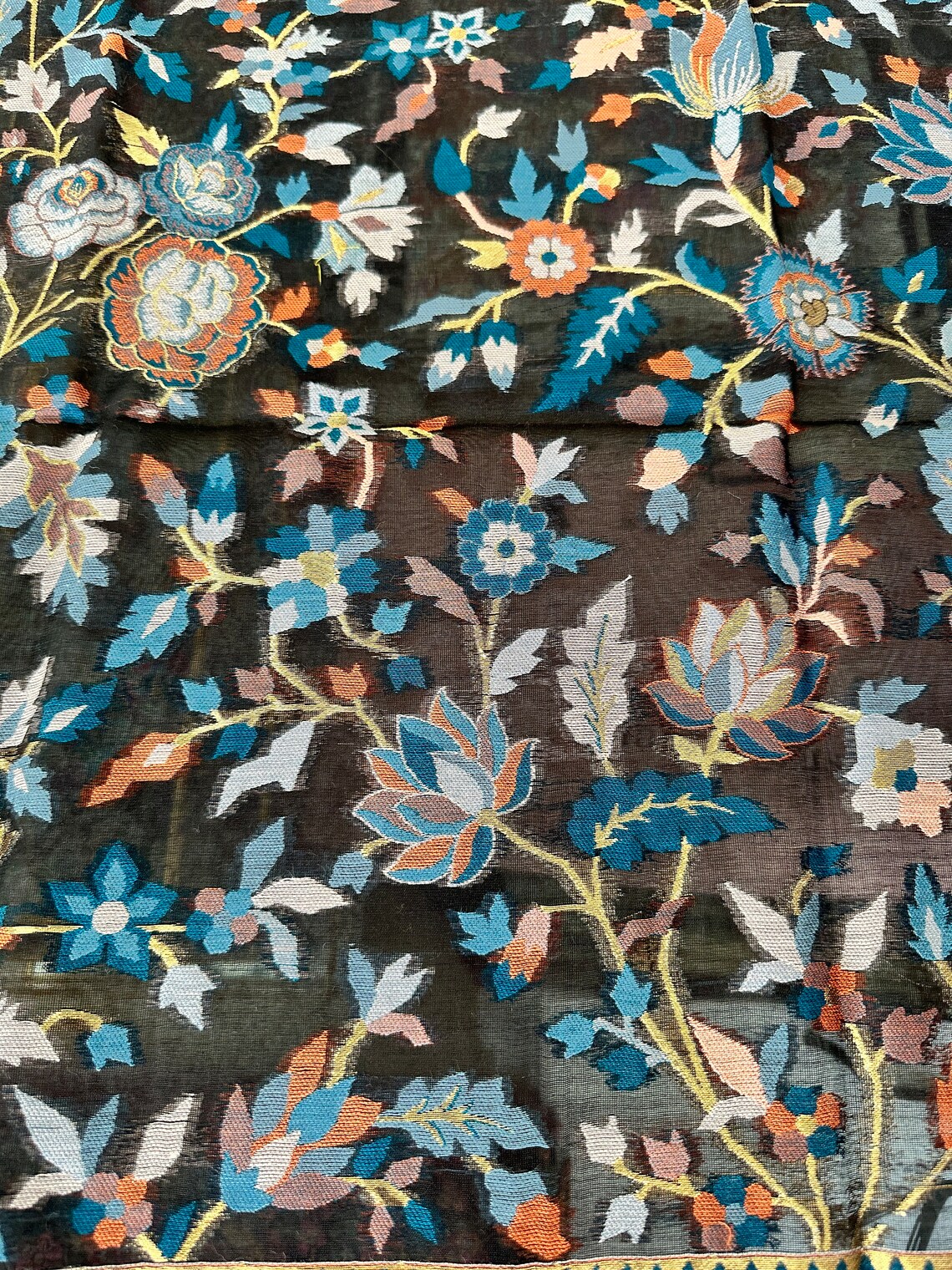 Pure Kashmiri Kani Silk Luxury Jamawar Shawl With Golden Zari Weaving ...