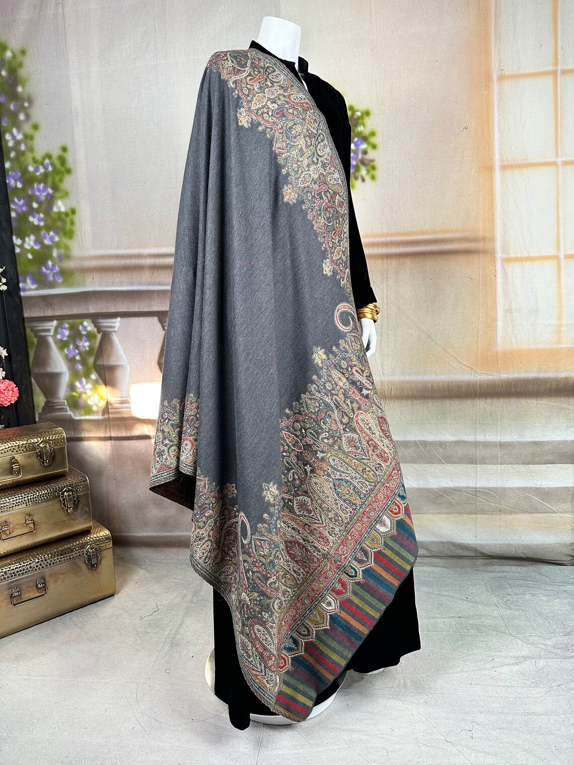 A Masterpiece of Art and Tradition: Kashmiri Kani Shawl With Luxurious ...