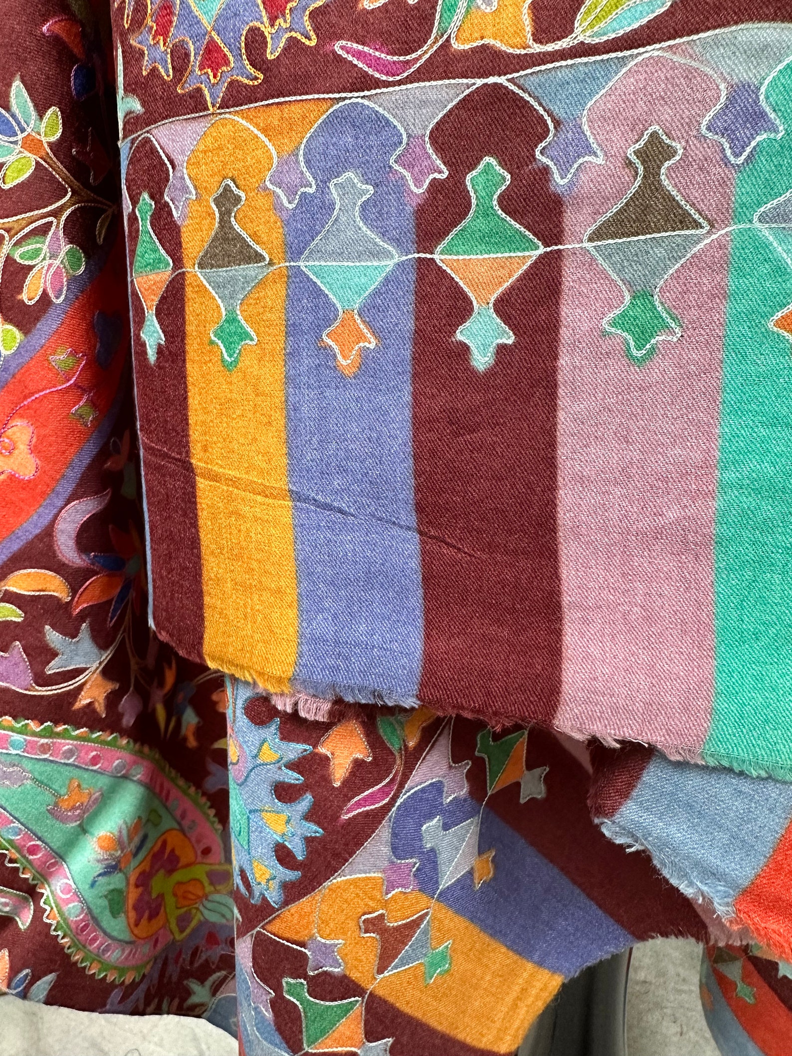 Timeless Elegance Kashmiri Outline Kalamkari MP Pashmina Shawl for ...