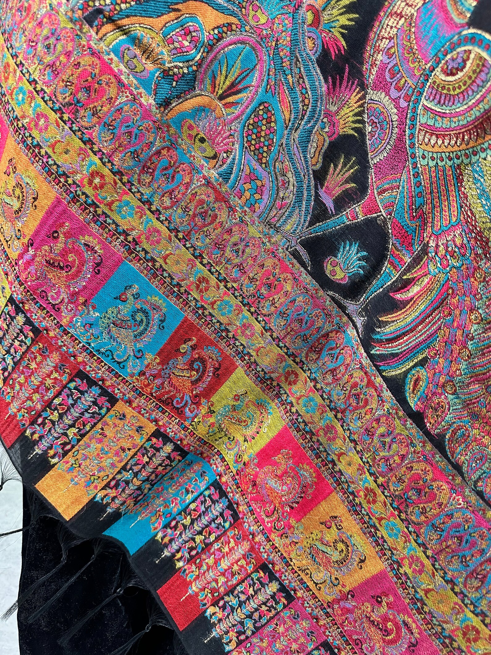 Peacocks Tree of Life Pure Kashmiri Kani Silk Luxury Jamawar Shawl With ...