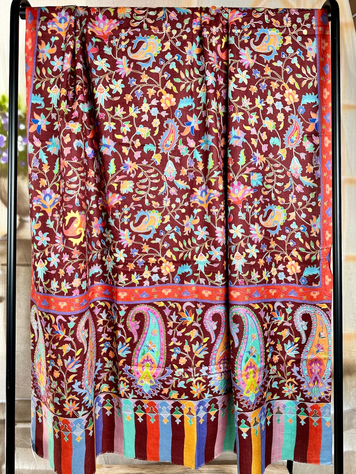 Timeless Elegance Kashmiri Outline Kalamkari MP Pashmina Shawl for ...