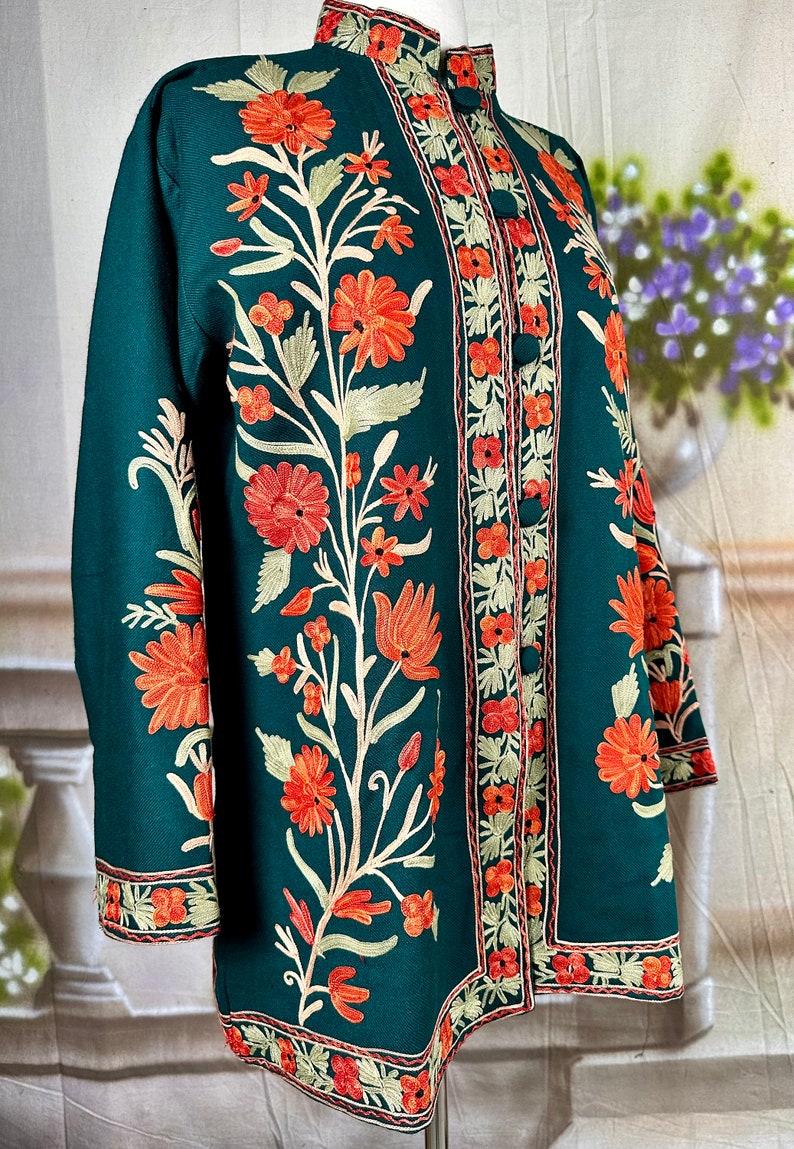 Traditional Kashmiri Ari Artisan Work Short Designer Jacket - Versatile ...