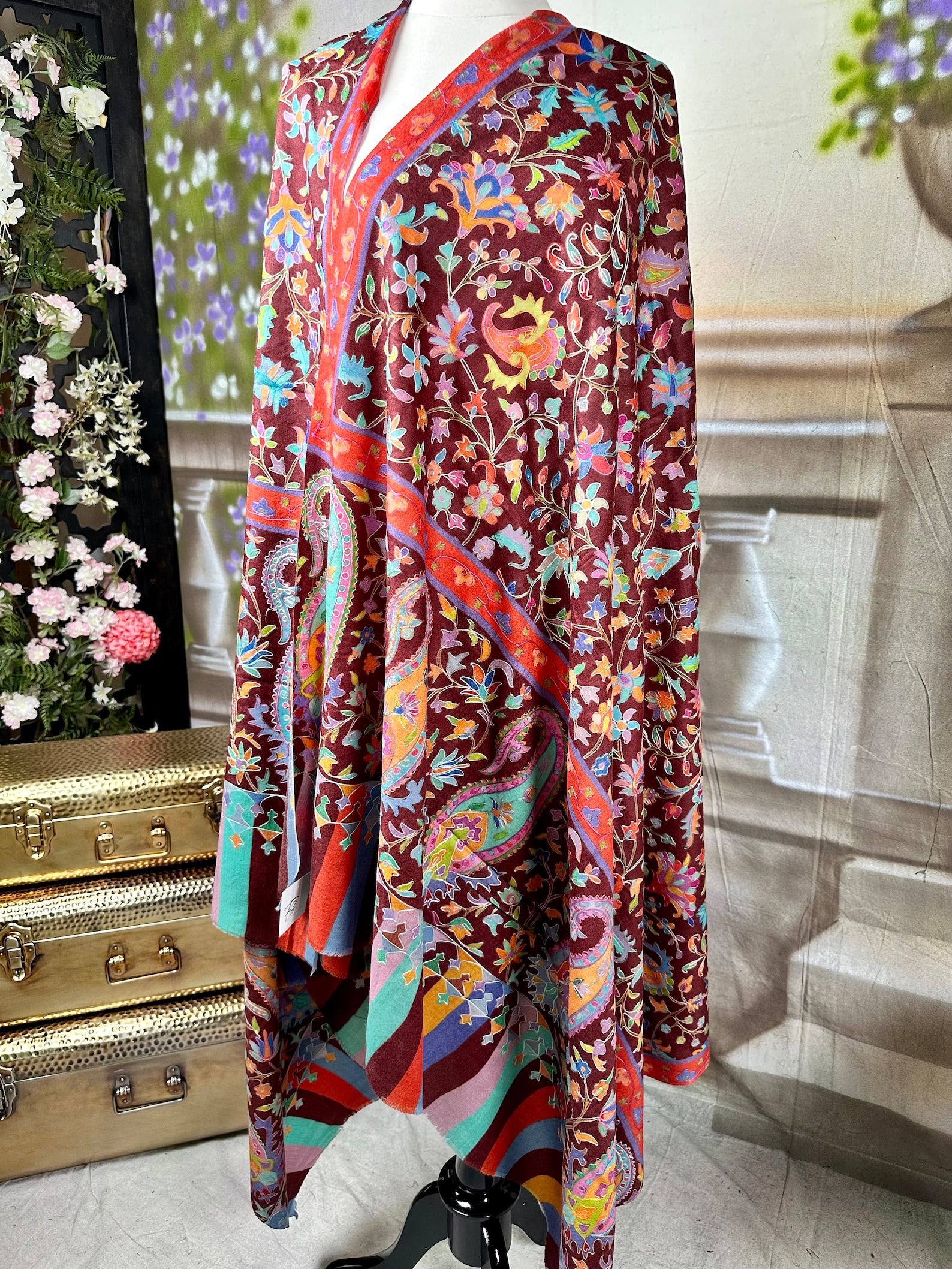 Timeless Elegance Kashmiri Outline Kalamkari MP Pashmina Shawl for ...