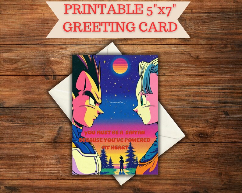 Bulma & Vegeta Anime-inspired Greeting Card Saiyan Love Digital Card ...
