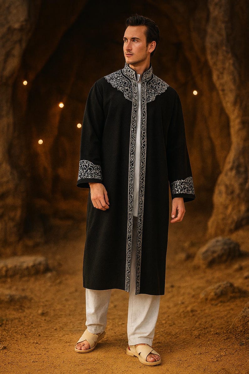 Luxury Black Imam Robe – Traditional Islamic Men’s Thobe With Elegant ...