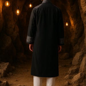 Luxury Black Imam Robe – Traditional Islamic Men’s Thobe With Elegant ...